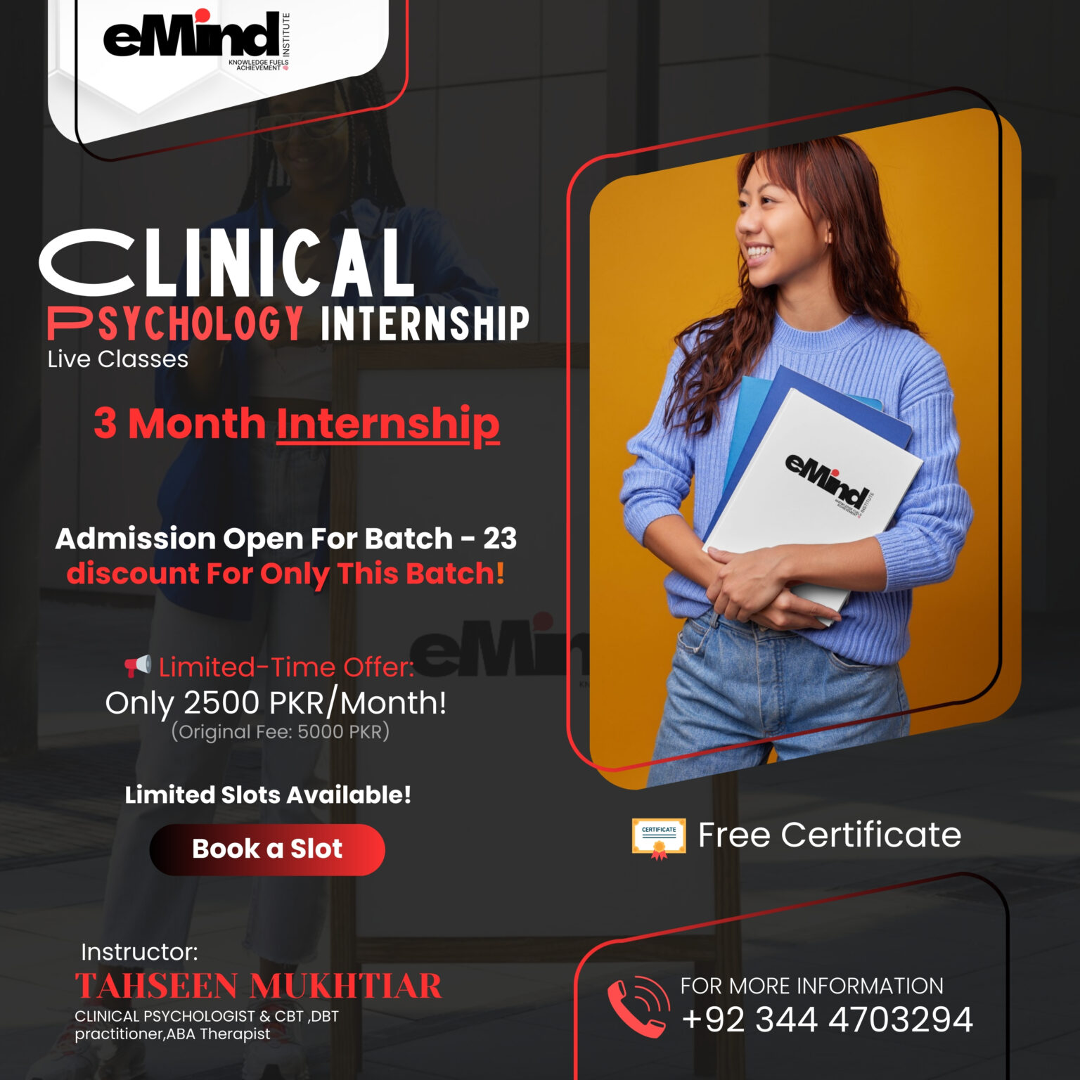 3-Month Clinical Psychology Internship Program – eMind Institute Multan